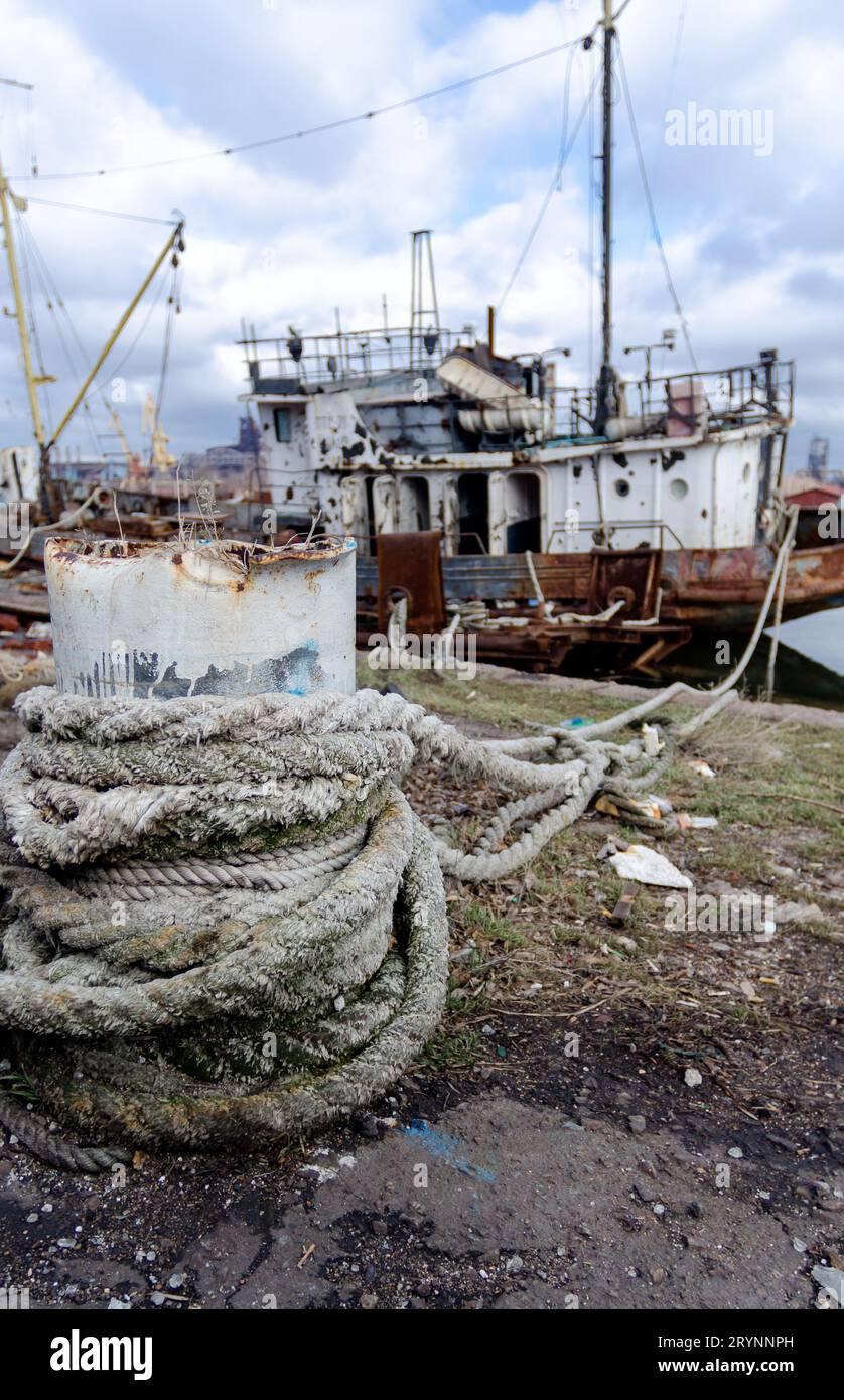 Old ship ran aground in Ukraine Stock Photo - Alamy