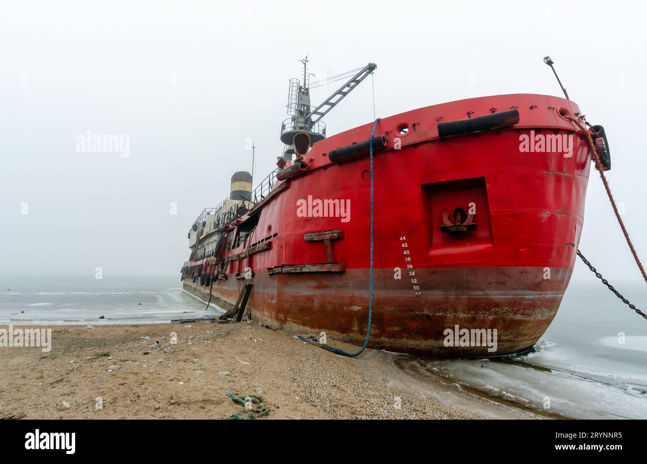 Old ship ran aground in Ukraine Stock Photo - Alamy