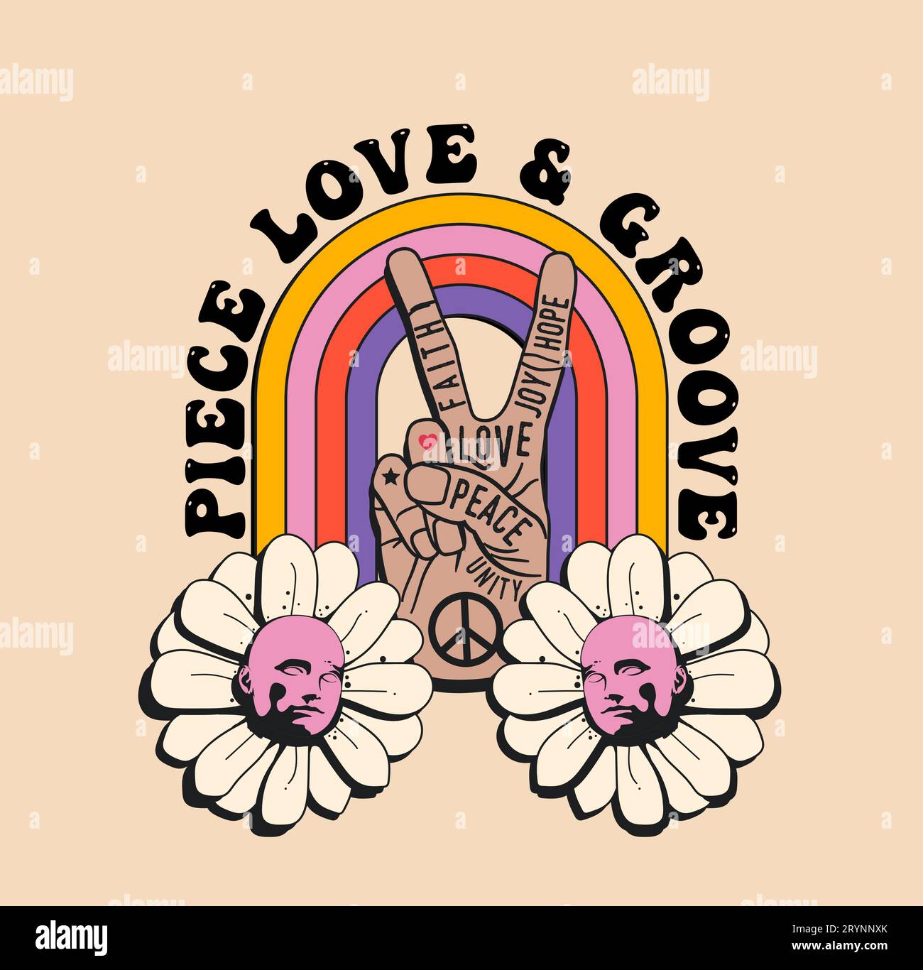 Hippy flowers illustration Stock Vector Images - Alamy