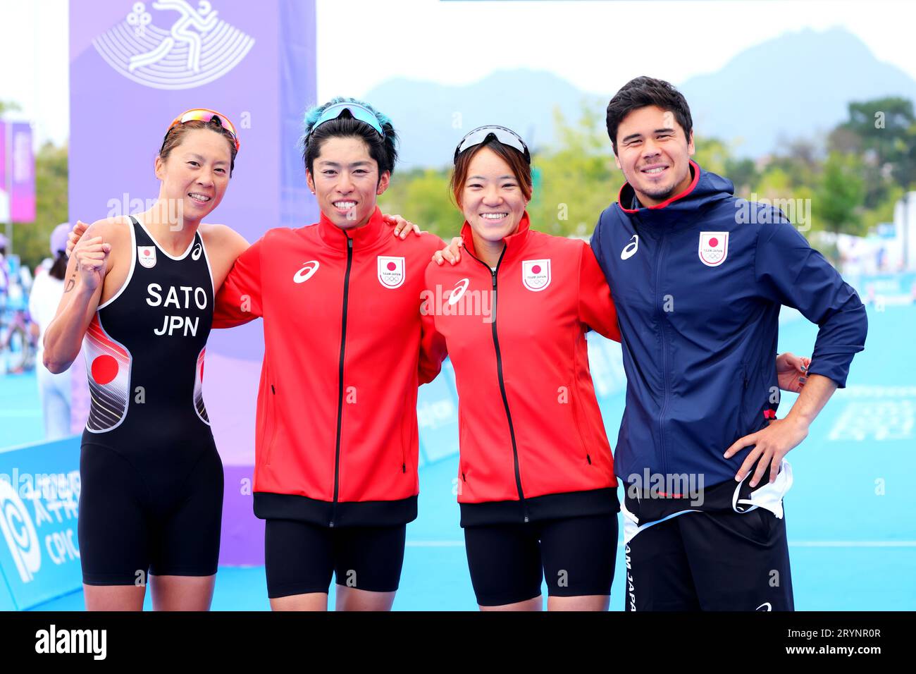 Jieshou, China. 2nd Oct, 2023. (L-R) Yuka Sato, Takumi Hojo, Yuko ...