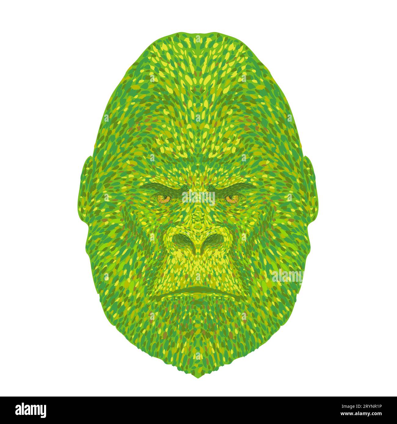 Silverback Gorilla Head Front View Pointillist Impressionist Pop Art ...
