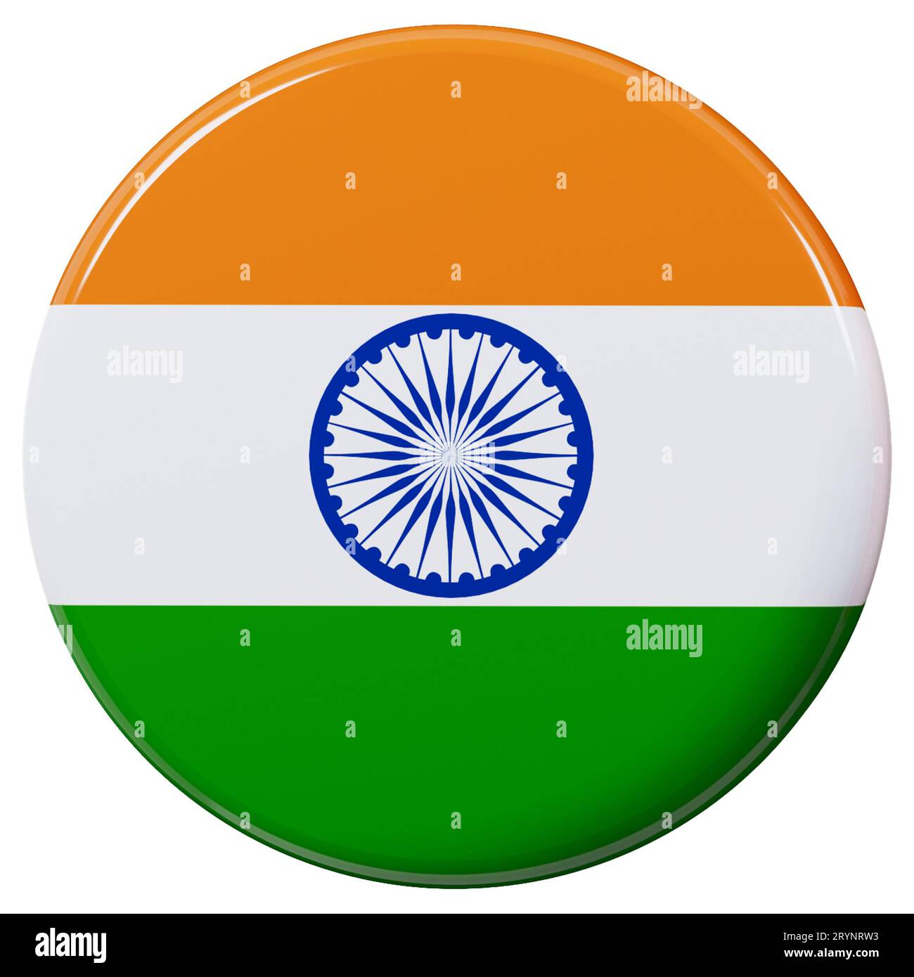 Indian Tricolor Flag Rounded on empty white background 3D Illustration ...