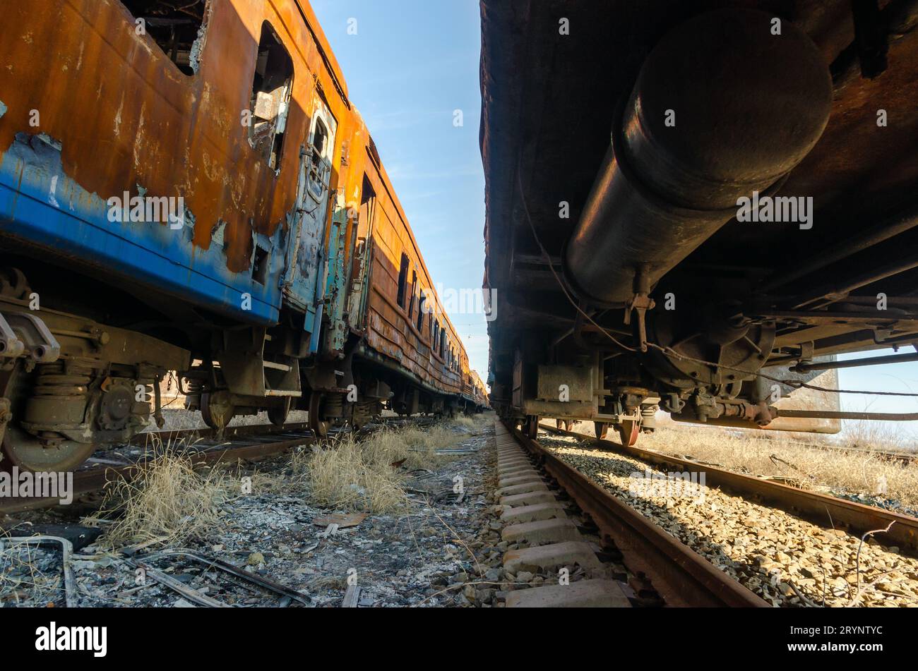 Destruction the end abandoned damaged transportation hi-res stock ...