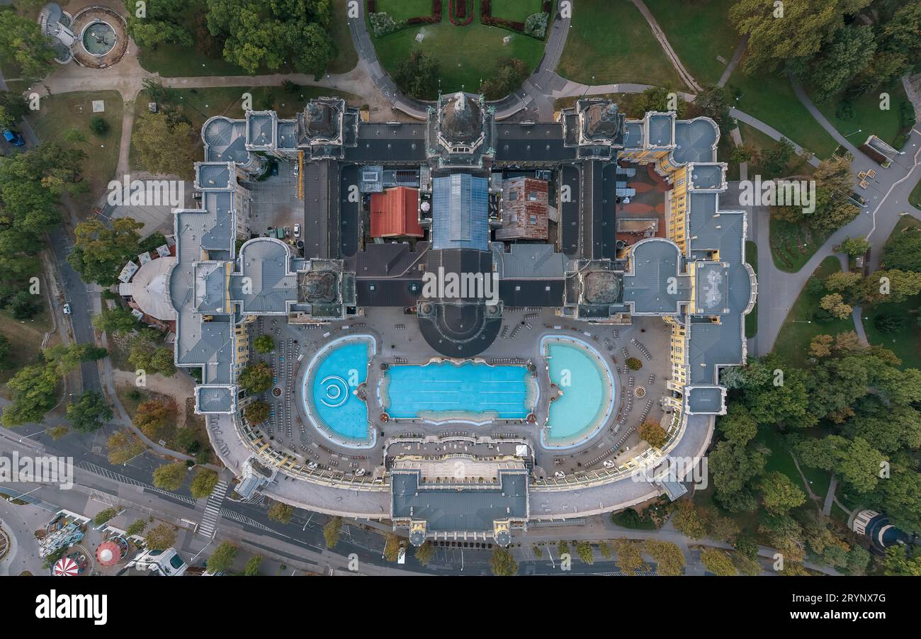 Aerial Photo about the thermal bath in Budapest. Iconic bath what name ...