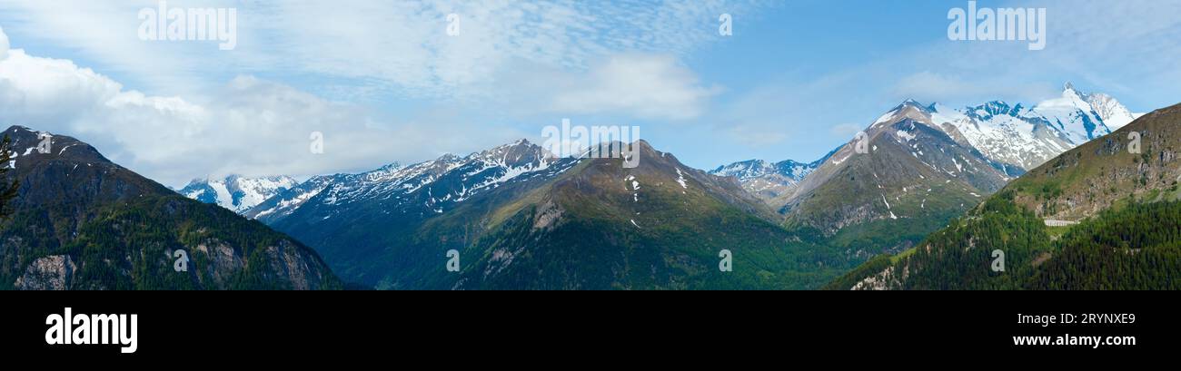 Summer (June) Alp mountain tops panorama from Grossglockner High Alpine ...