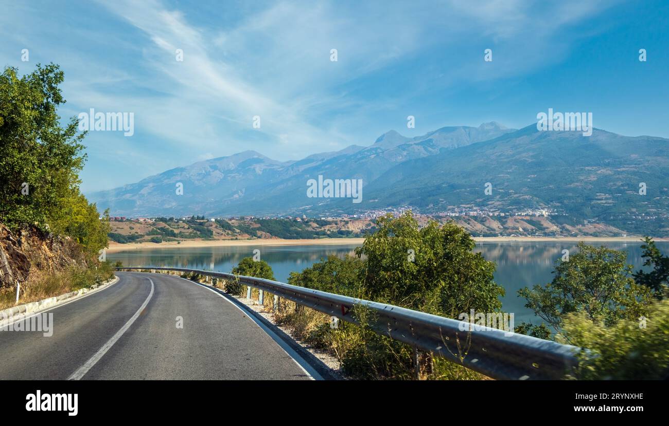 Debar lake summer countryside landscape with mountains background ...