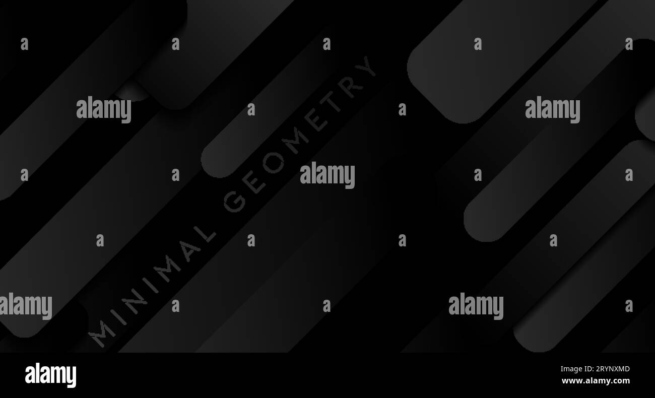 Black minimal composition with geometric diagonal shapes. Abstract dark ...
