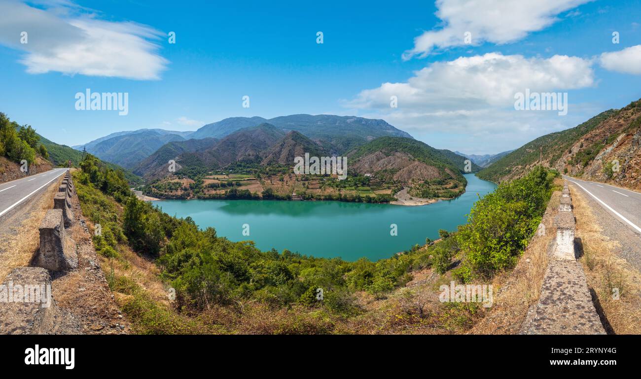View from one of most beautiful roads in Albania along the Shkopet Lake ...