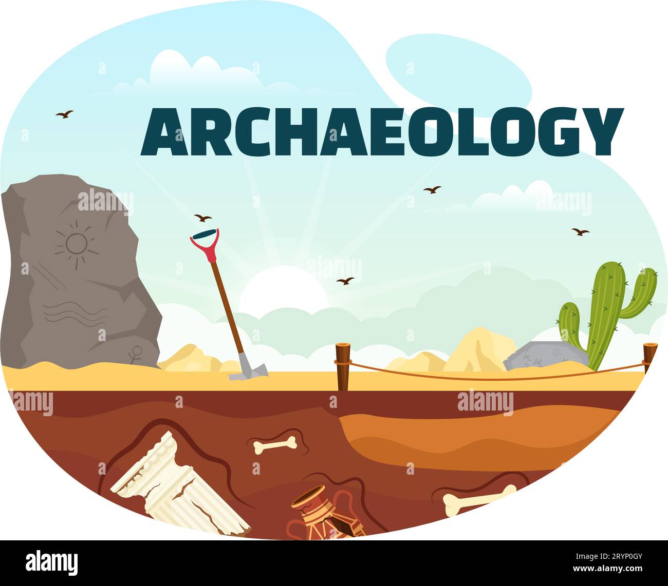 Archeology Vector Illustration with Archaeological Excavation of ...