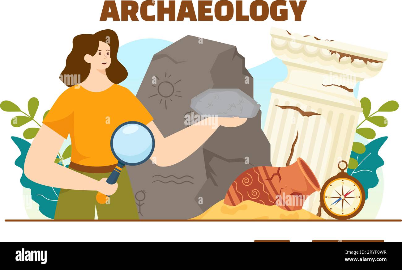 Archeology Vector Illustration with Archaeological Excavation of ...