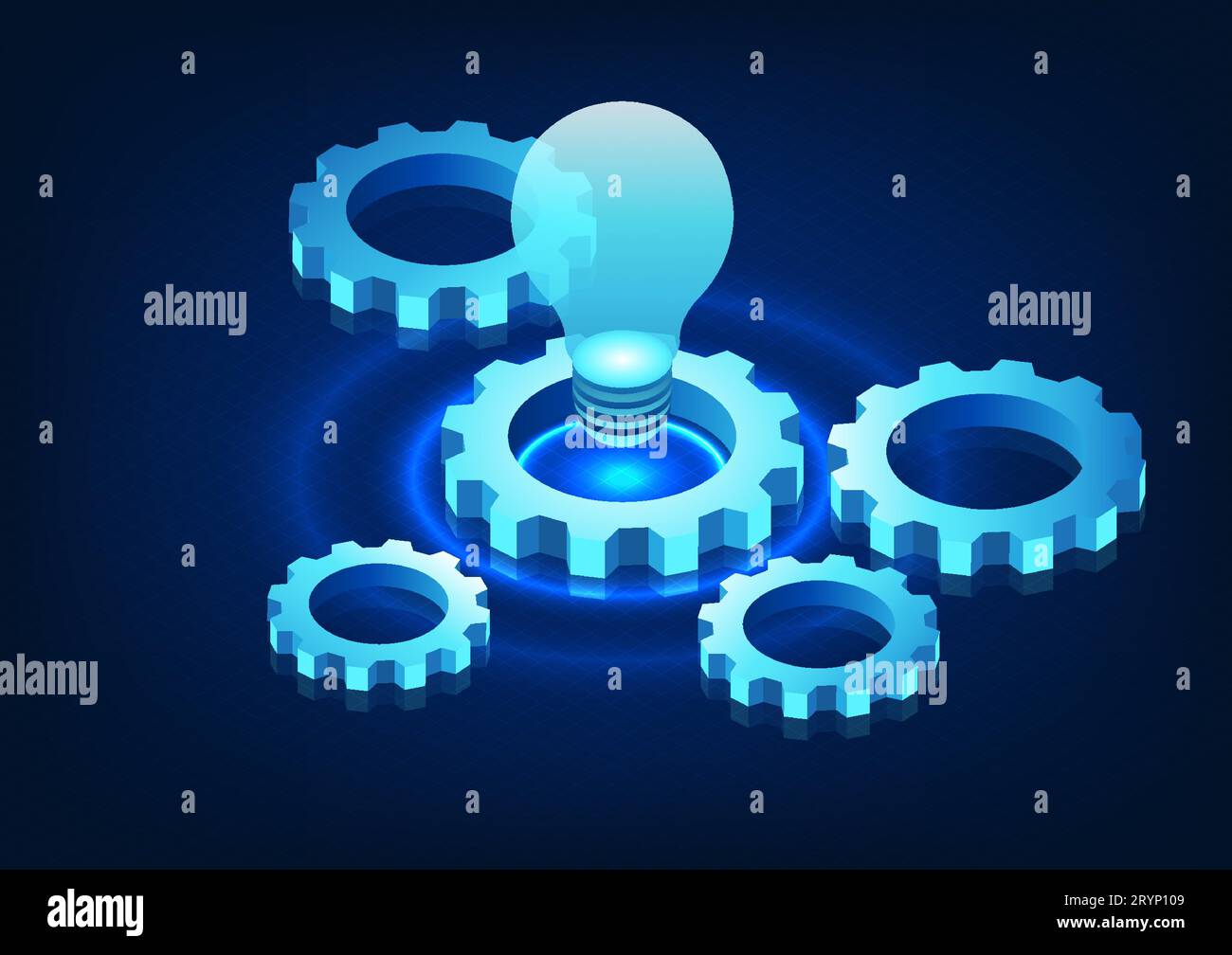 Glowing light bulb gears mechanism Stock Vector Images - Alamy