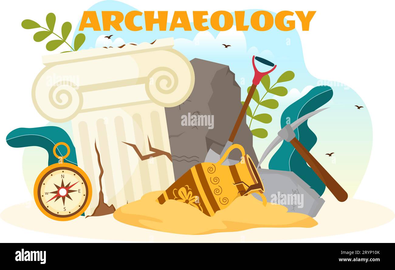 Archeology Vector Illustration with Archaeological Excavation of ...