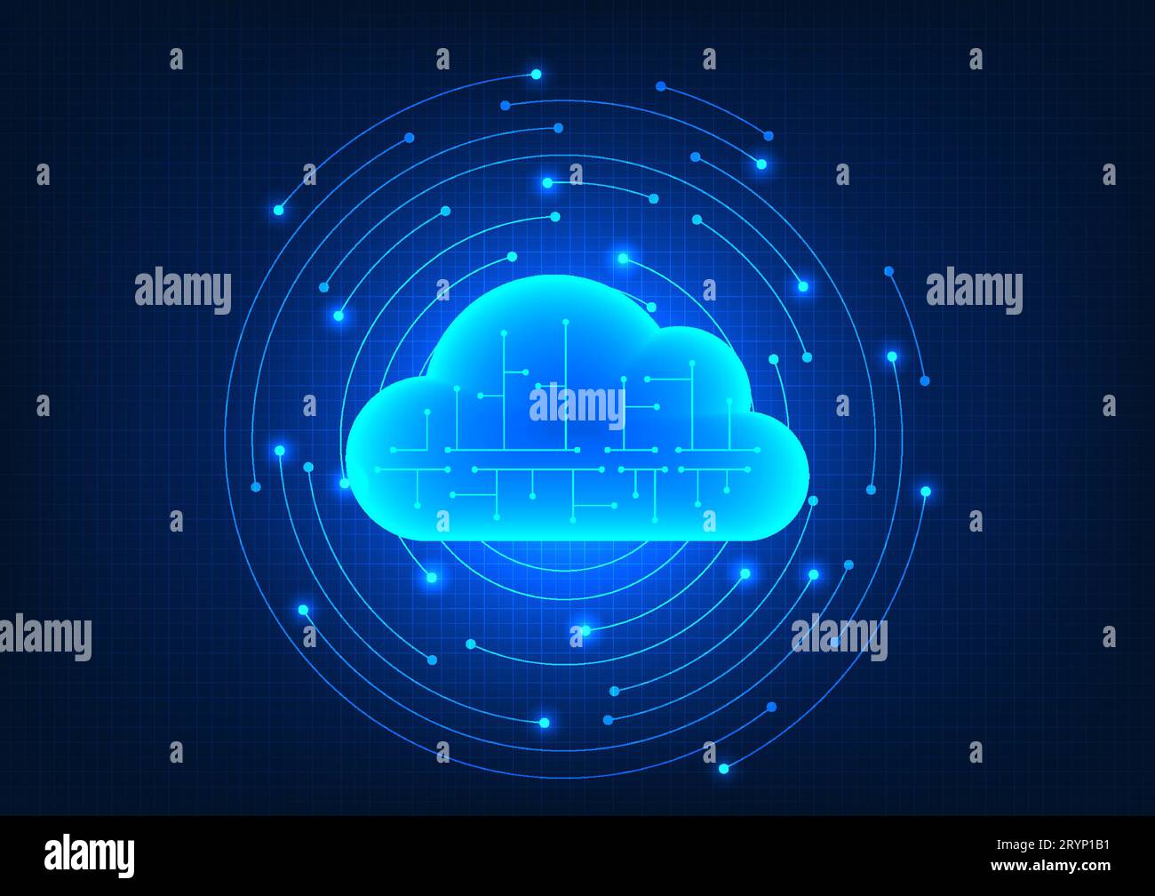 Cloud technology Inside there are technology circuits with interesting ...