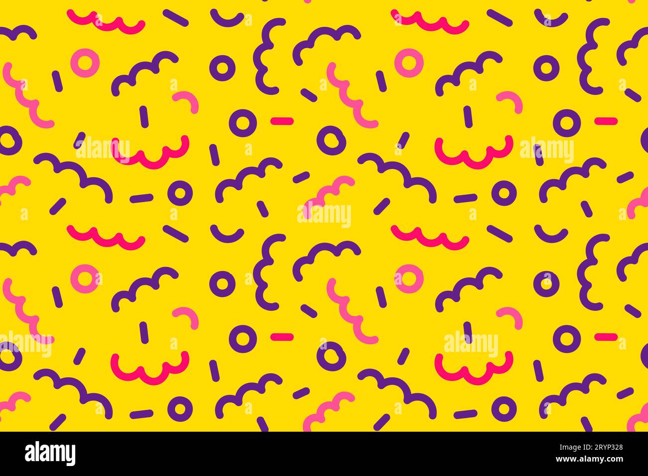 Creative cute squiggle print with colored abstract squiggles. Seamless ...