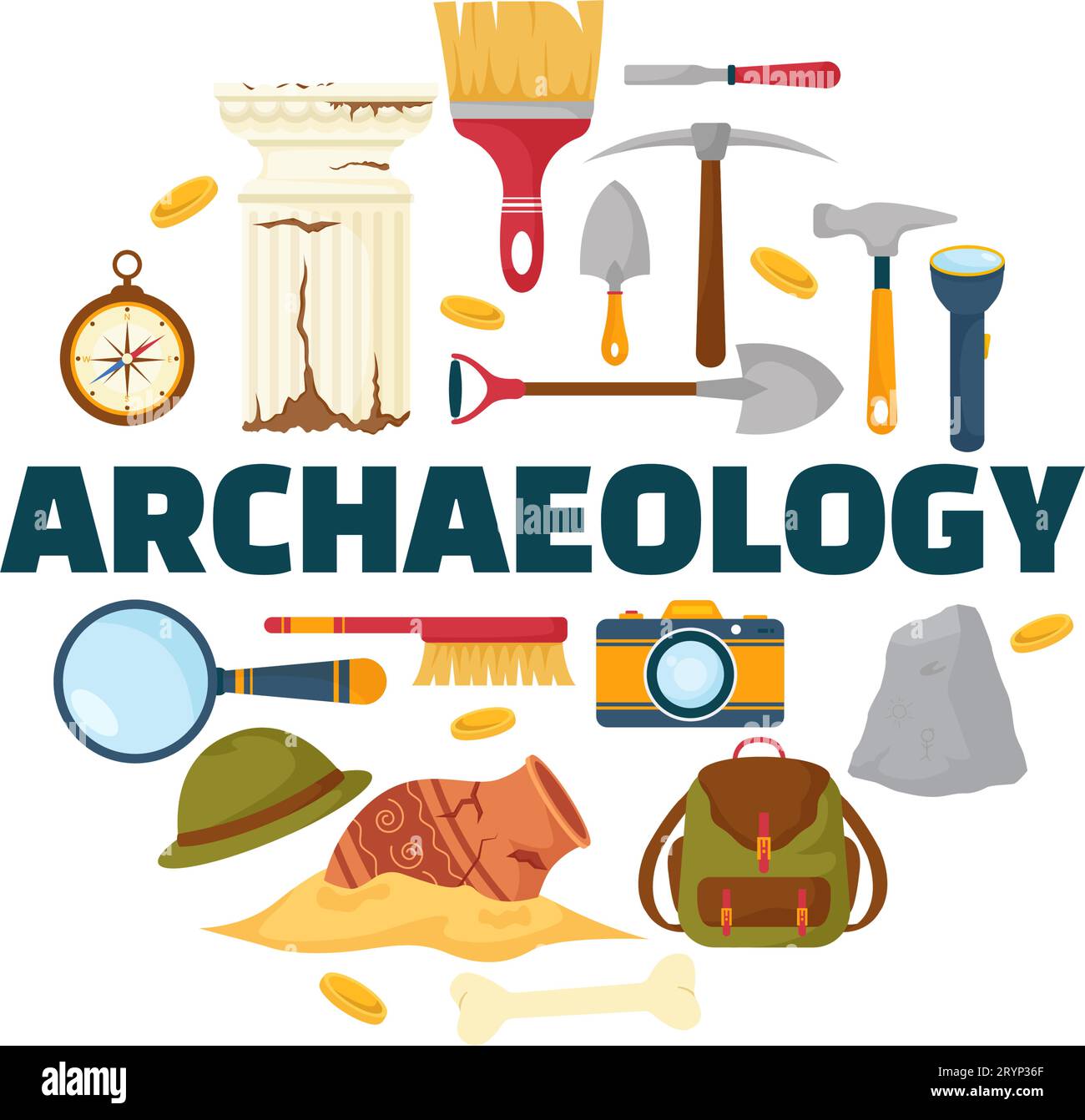 Archeology Vector Illustration with Archaeological Excavation of ...
