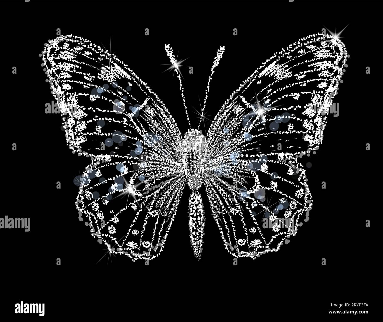 Diamond butterfly, Snow butterfly made of white dots. hand drawing. Not ...
