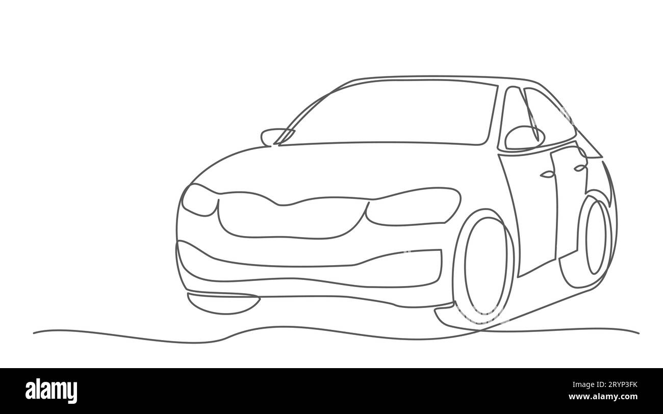 Car One line drawing isolated on white background Stock Vector Image ...