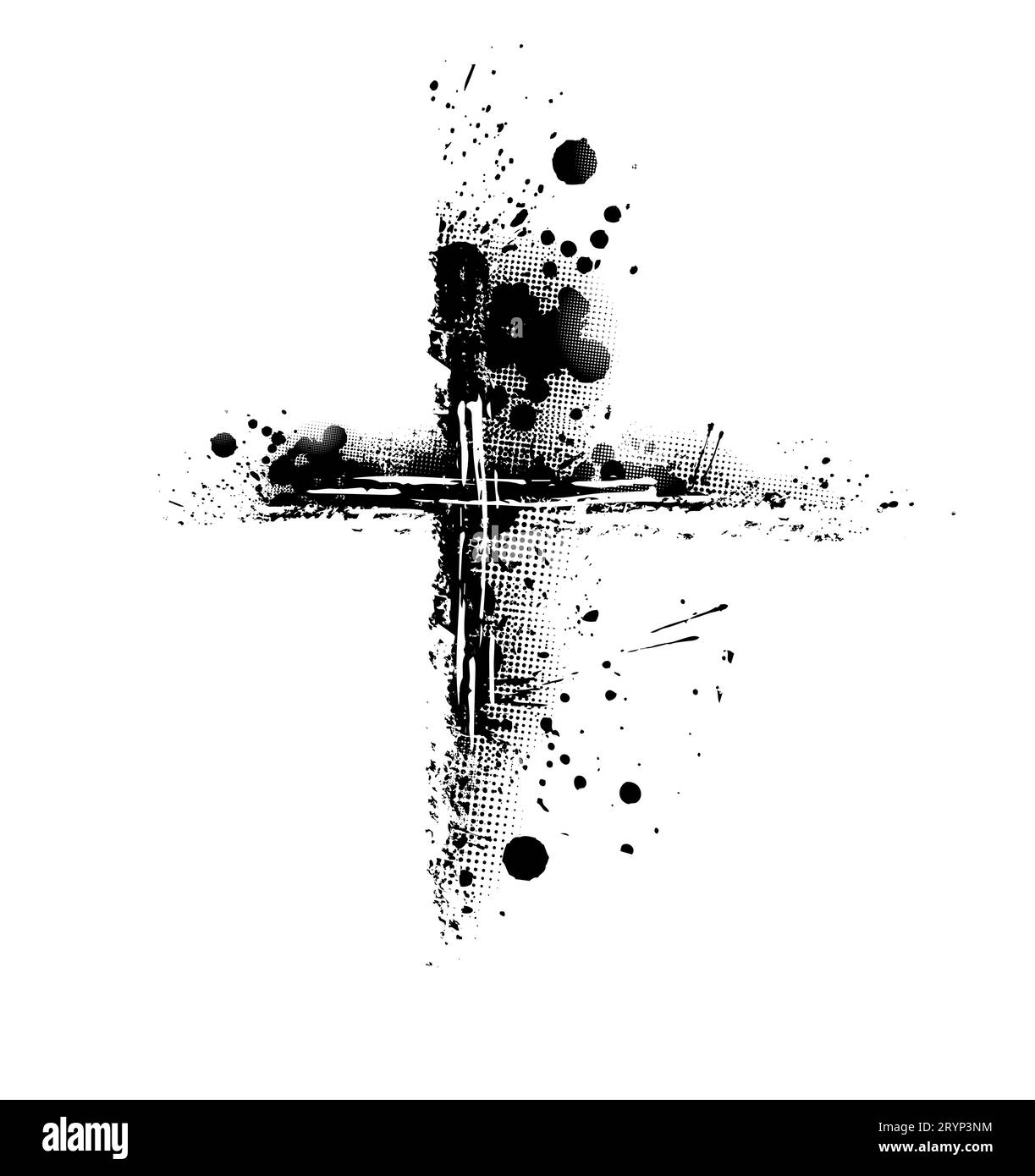 Hand drawn christian cross signs. Brush painted black icons. hand ...