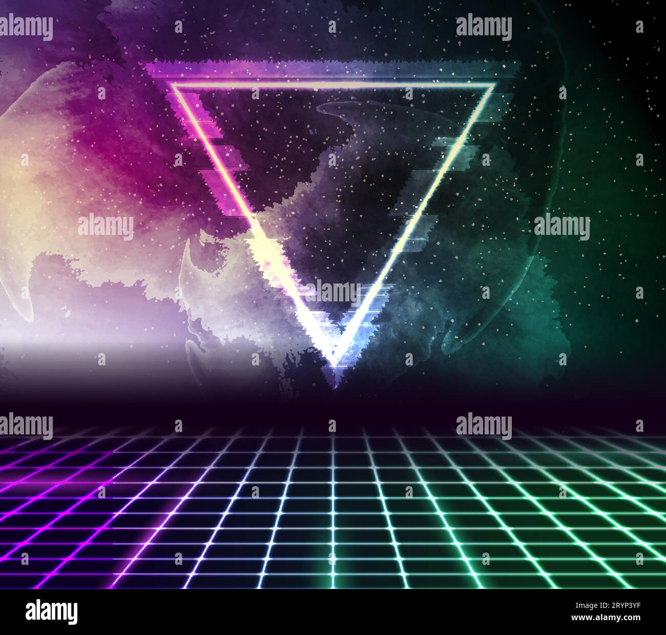 Retro futuristic 80s - 90s abstract hi-tech neon background with grunge ... Retro futuristic 80s - 90s abstract hi-tech neon background with grunge ...
