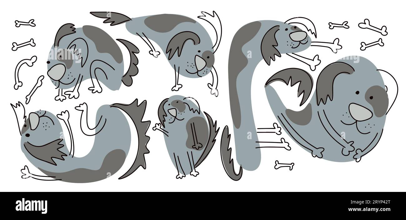 Set of cute gray dogs. Vector illustration Stock Vector Image & Art - Alamy