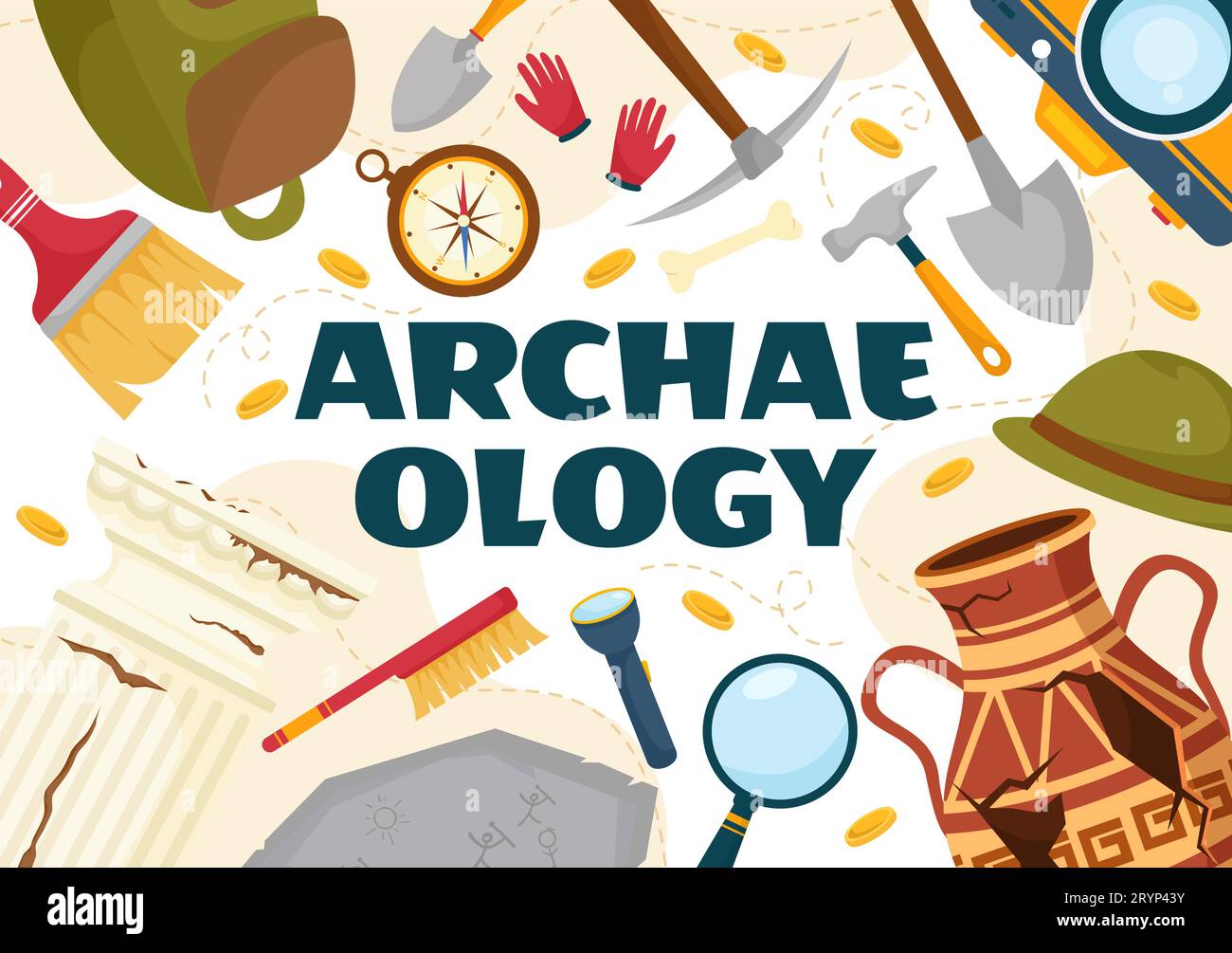 Archeology Vector Illustration with Archaeological Excavation of ...