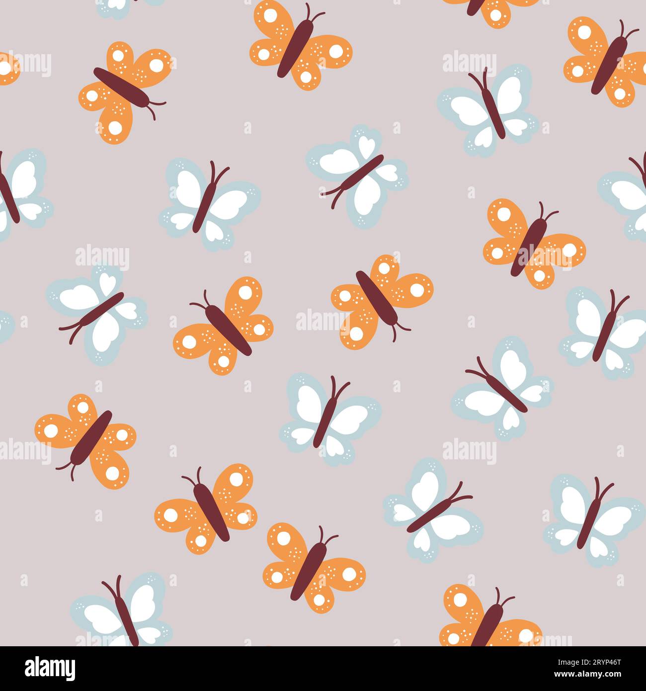 Baby seamless pattern with cute butterflies in scandinavian style ...