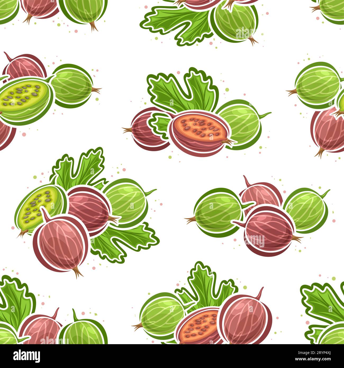 Vector Gooseberry seamless pattern, repeating background with ...