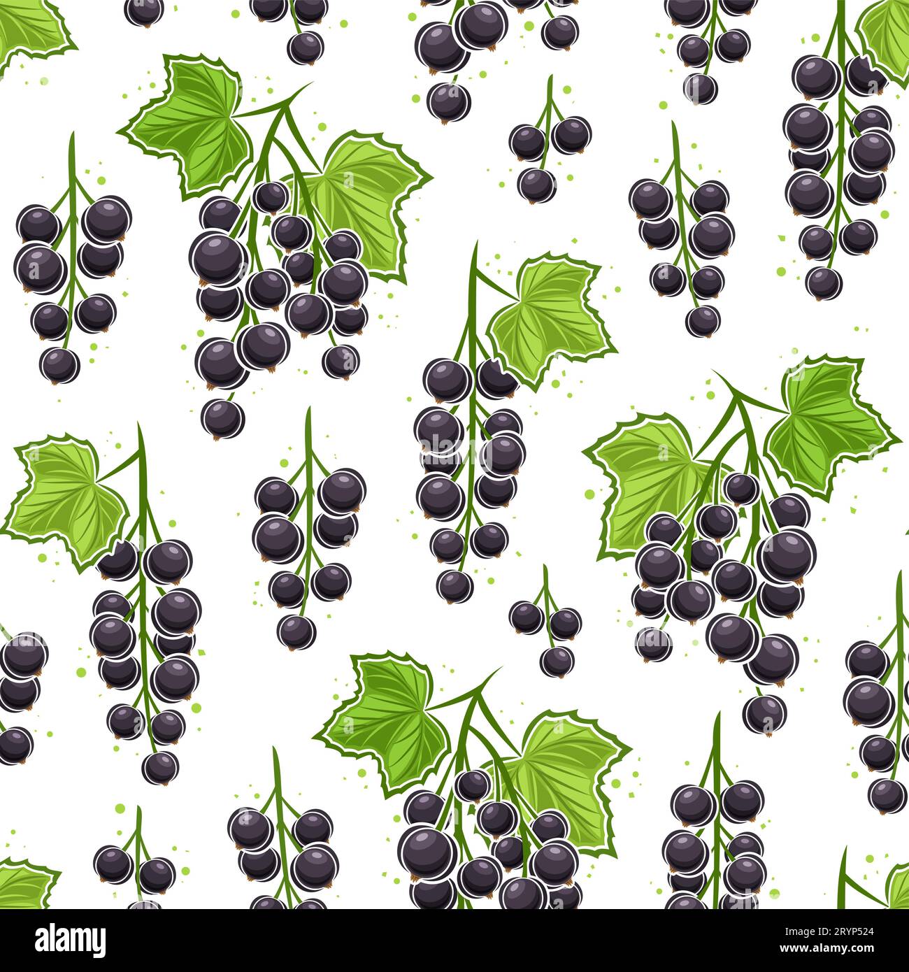 Vector Black Currant Branches seamless pattern, repeat background with ...