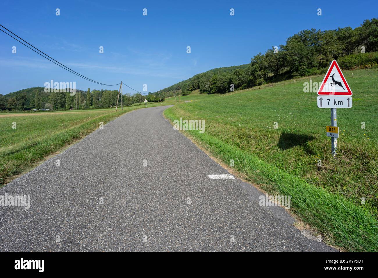 signs for loose animals, regional road, Ariège Pyrenees regional ...