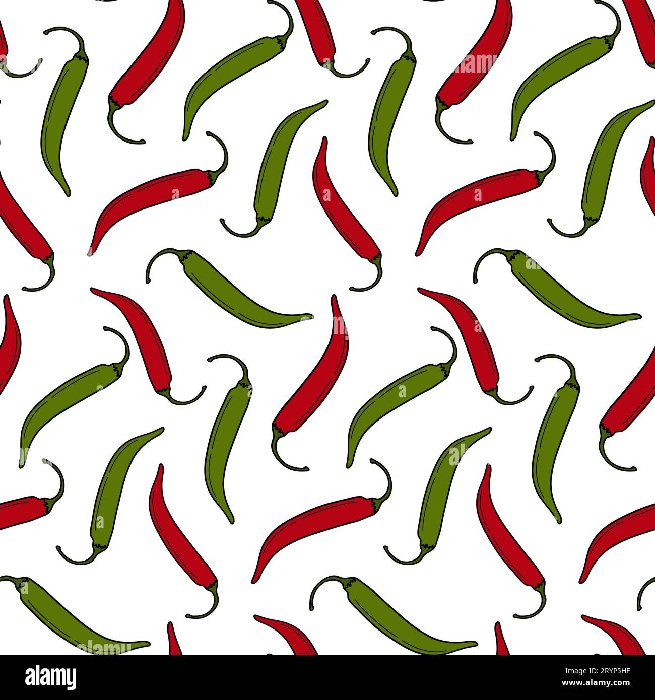 Seamless pattern with chili pepper red and green in trendy bright hues ...
