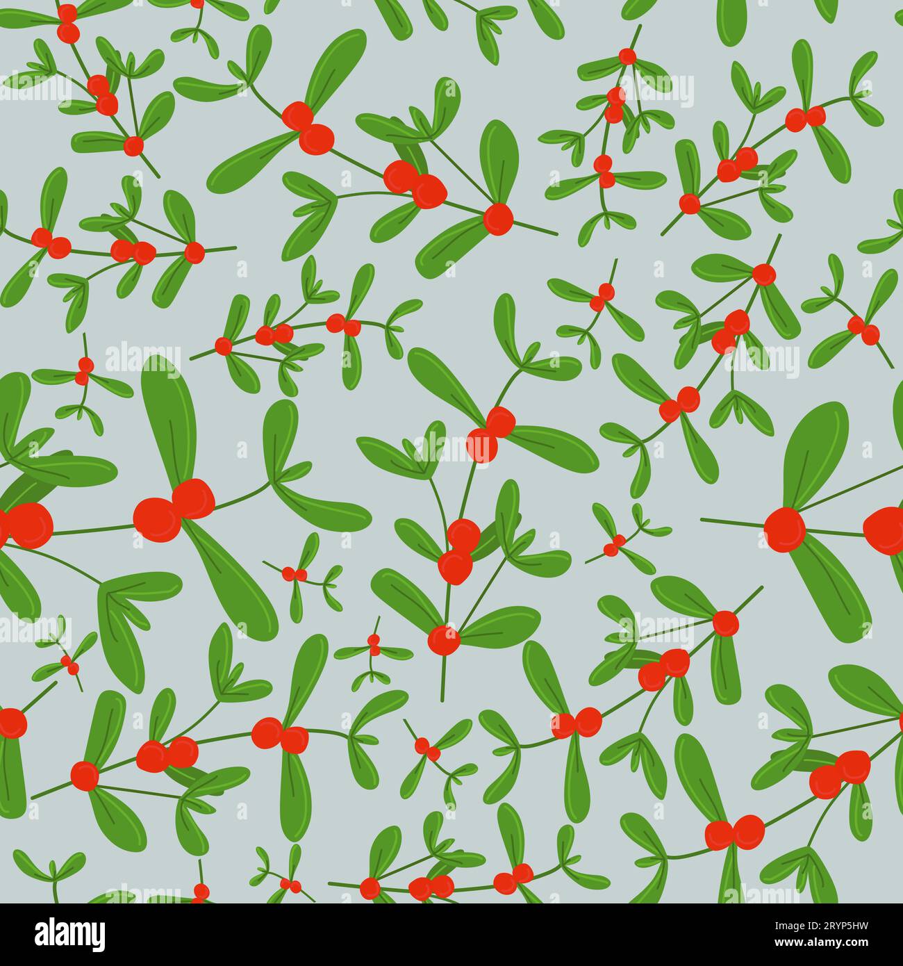 Christmas mistletoe seamless pattern. Trendy vector hand drawn floral ...