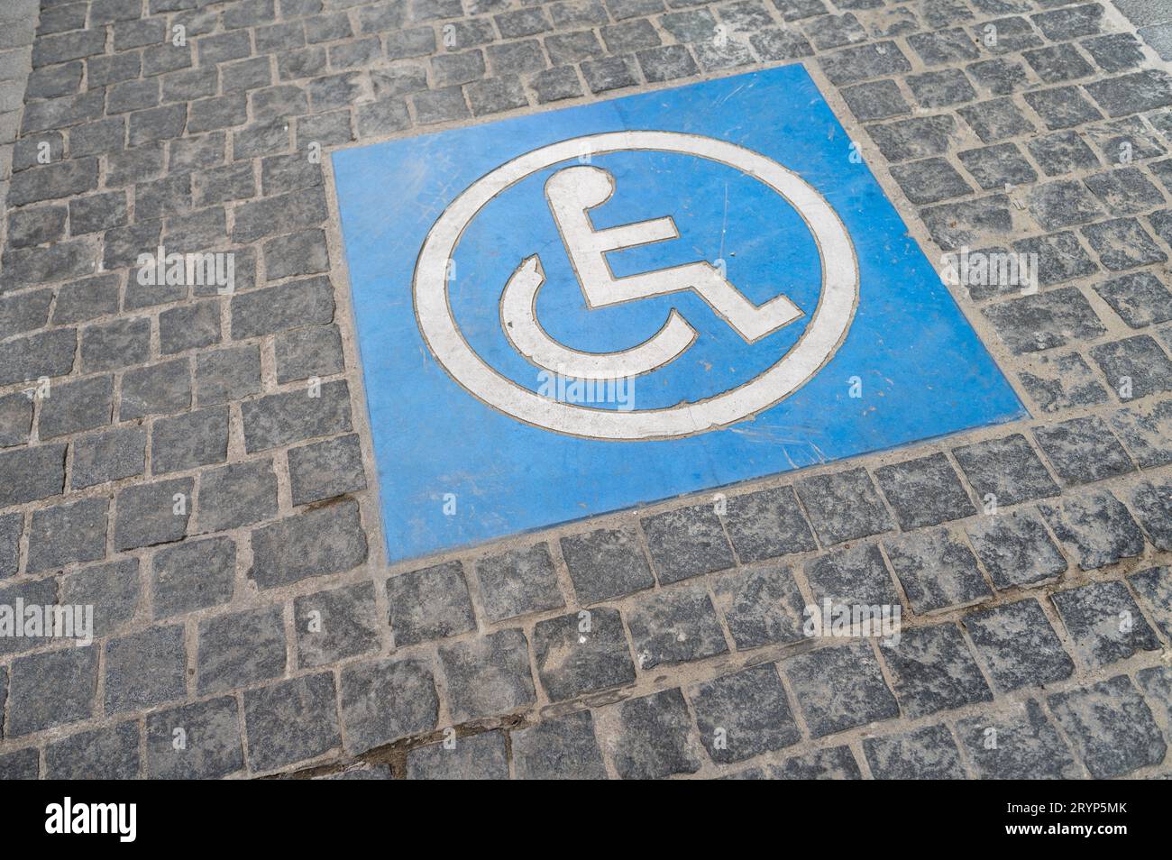 Sign for disabled people seen on street Stock Photo - Alamy