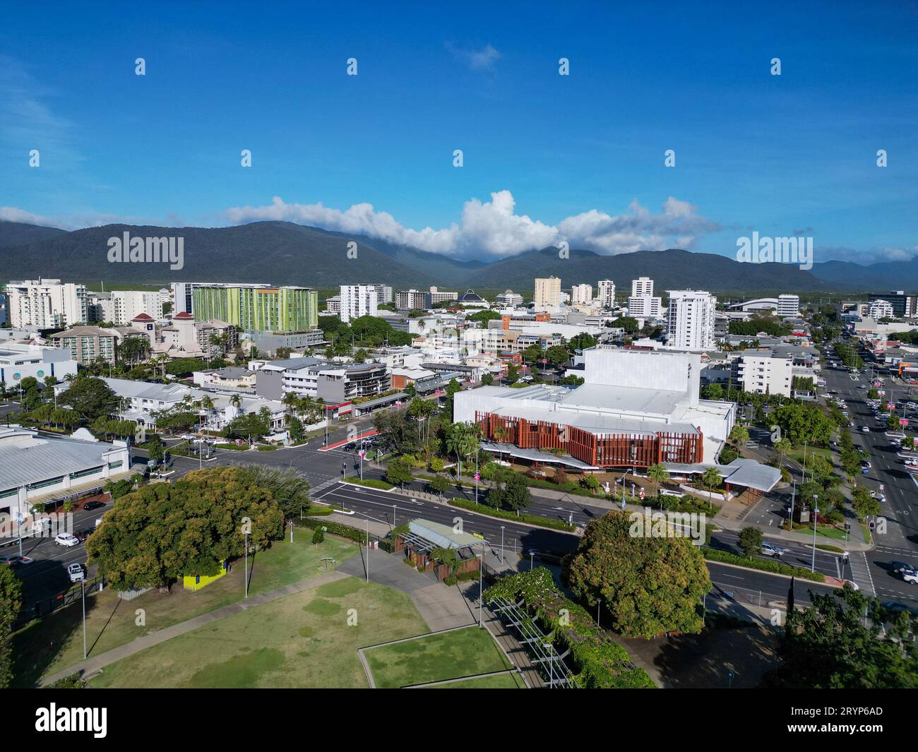 Aerial view of Cairns CBD and Preforming arts Centre in Martin Munro ...