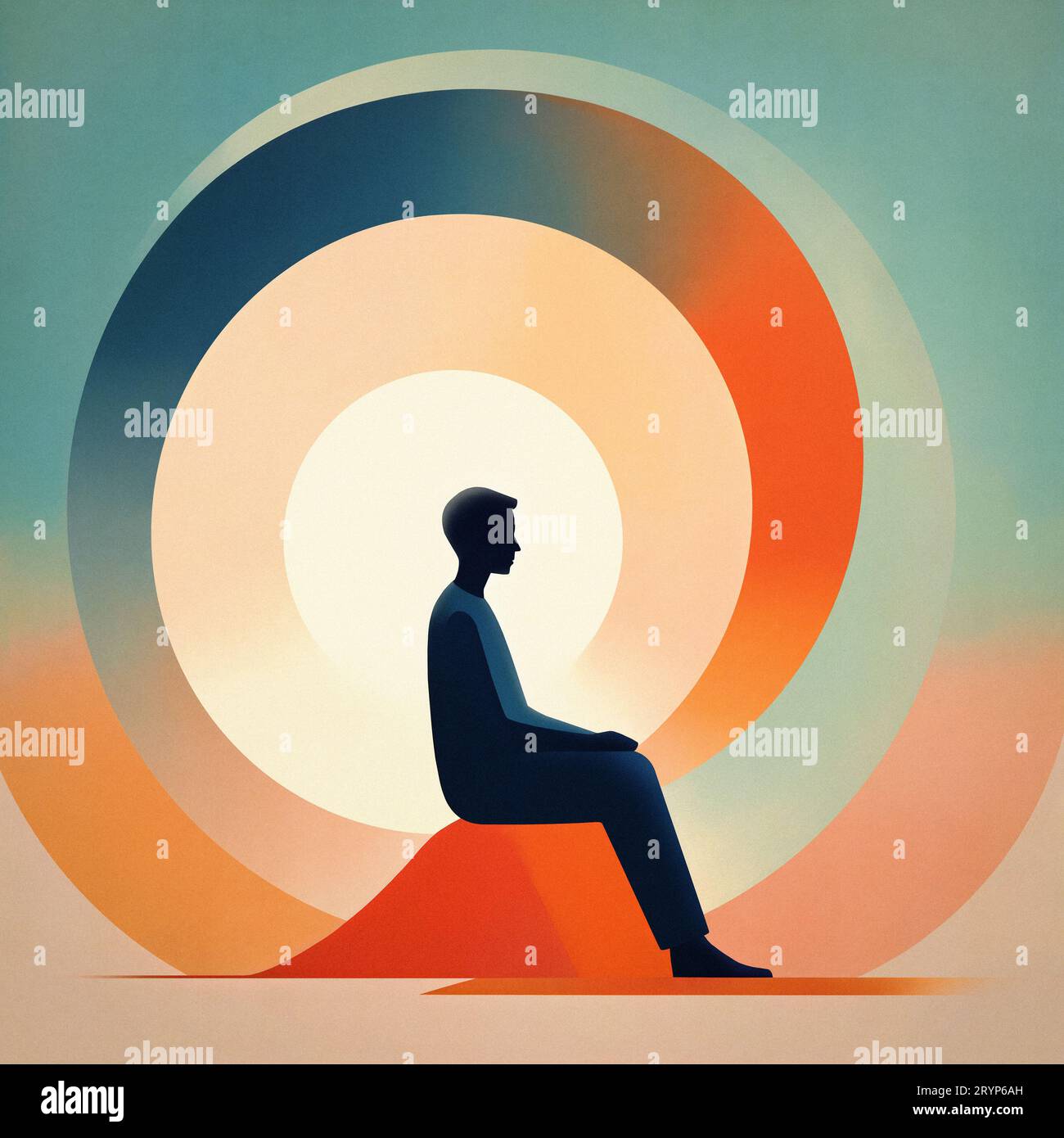 Grainy digital illustration made with abstract geometric colorful ...