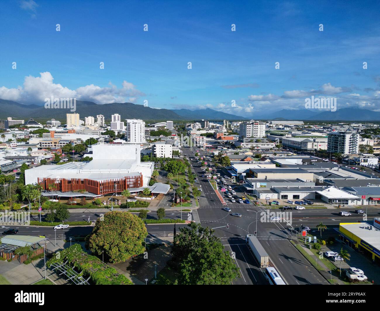 Aerial view of Cairns CBD with a nature backdrop in Martin Munro park ...