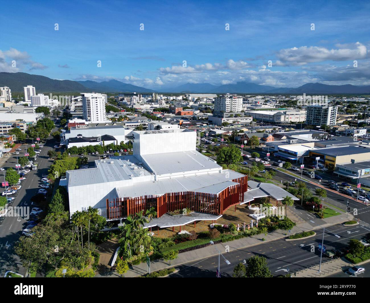 Aerial view of Cairns CBD and Preforming arts Centre in Martin Munro ...