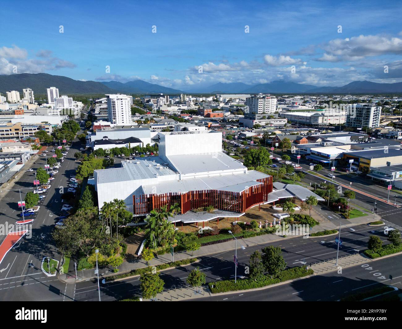 Aerial view of Cairns CBD and Preforming arts Centre in Martin Munro ...