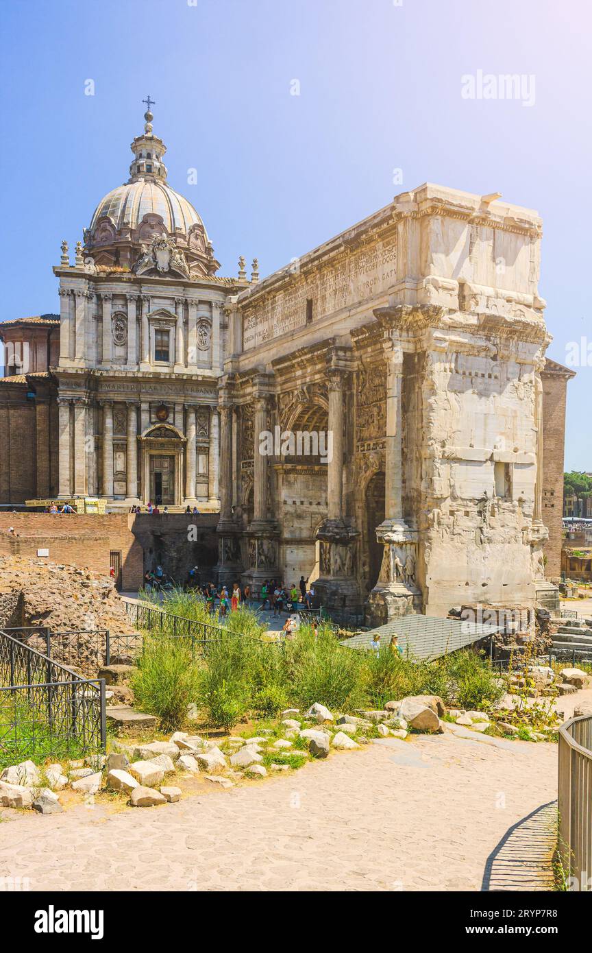 Church of Saints Luca and Martina and Septimius Severus arch Stock ...