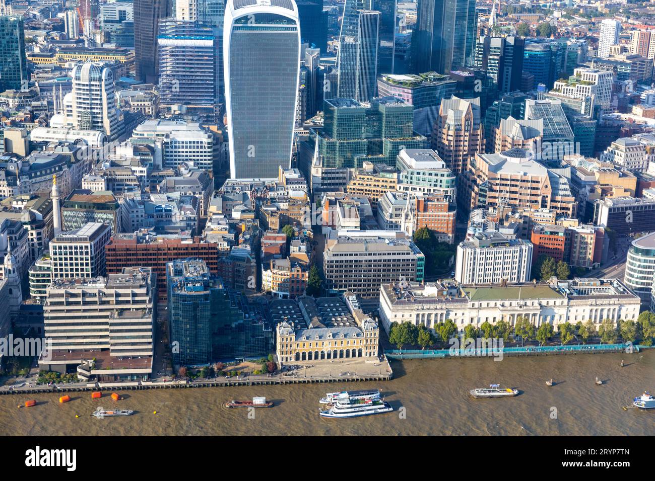 London England aerial view of the city of London and River Thames from ...