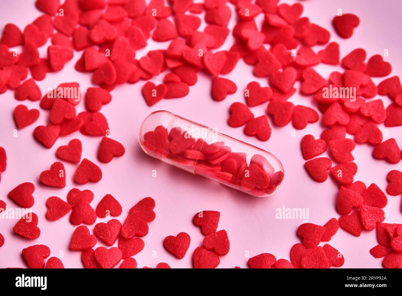 Capsules with hearts. Valentine's day illustration. Concept Stock Photo ...