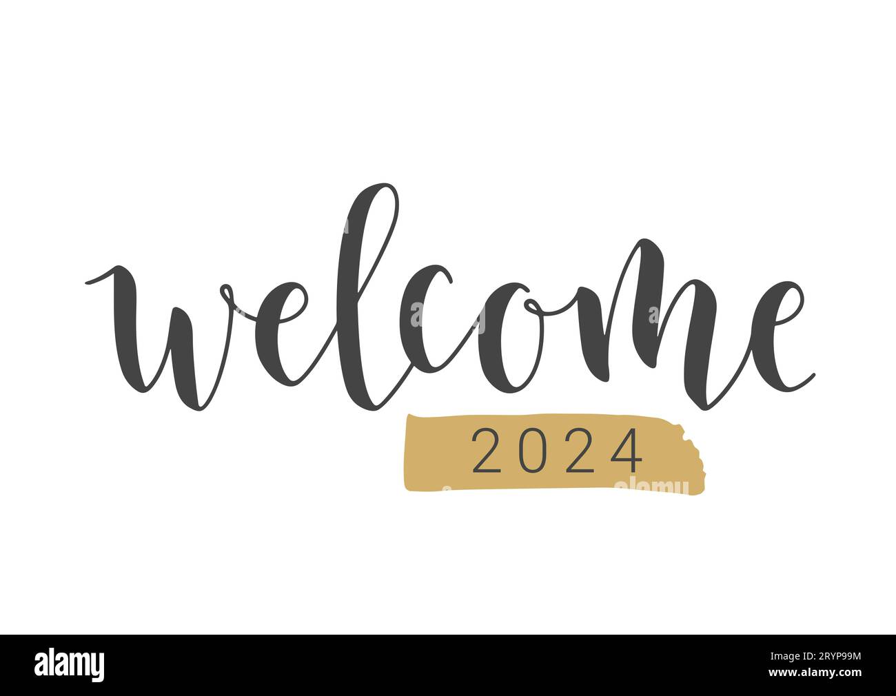 Vector Stock Illustration. Handwritten Lettering of Welcome New Year ...