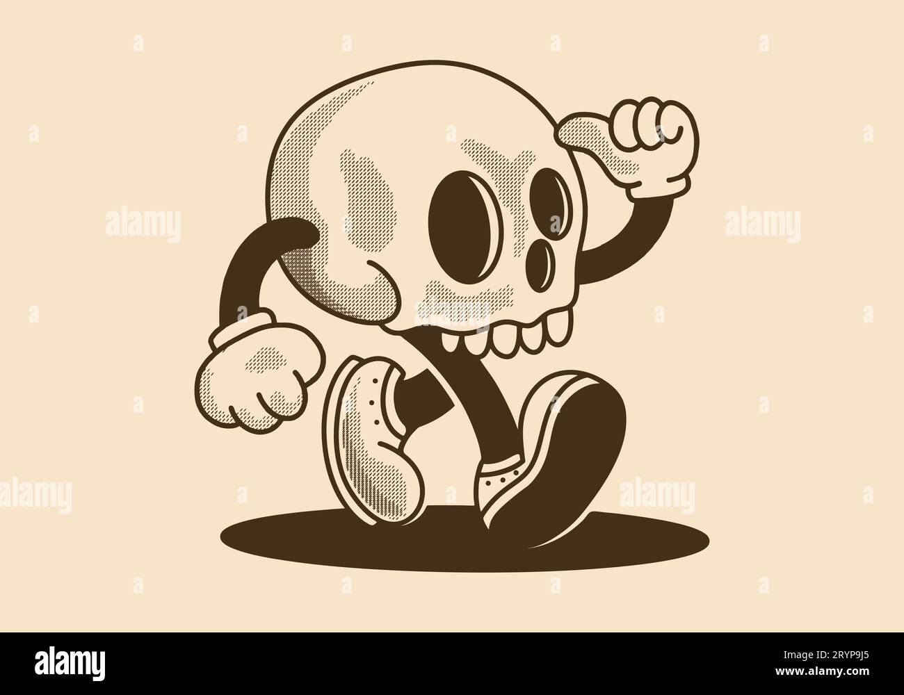 Mascot character illustration of walking skull, design in vintage style ...