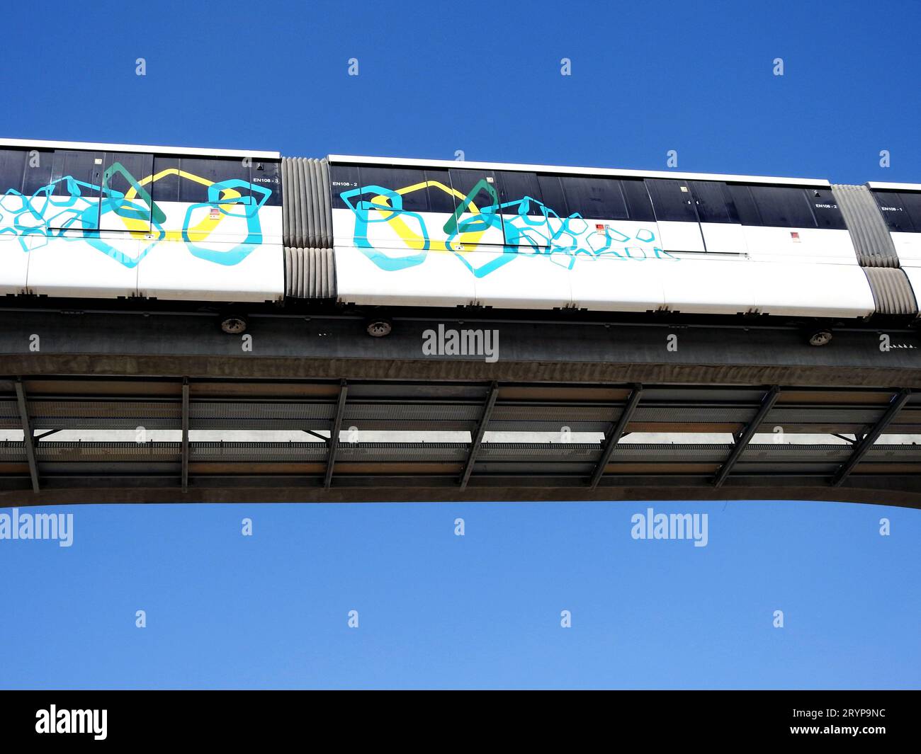 Cairo, Egypt, September 28 2023: installation of Egypt monorail vehicle ...