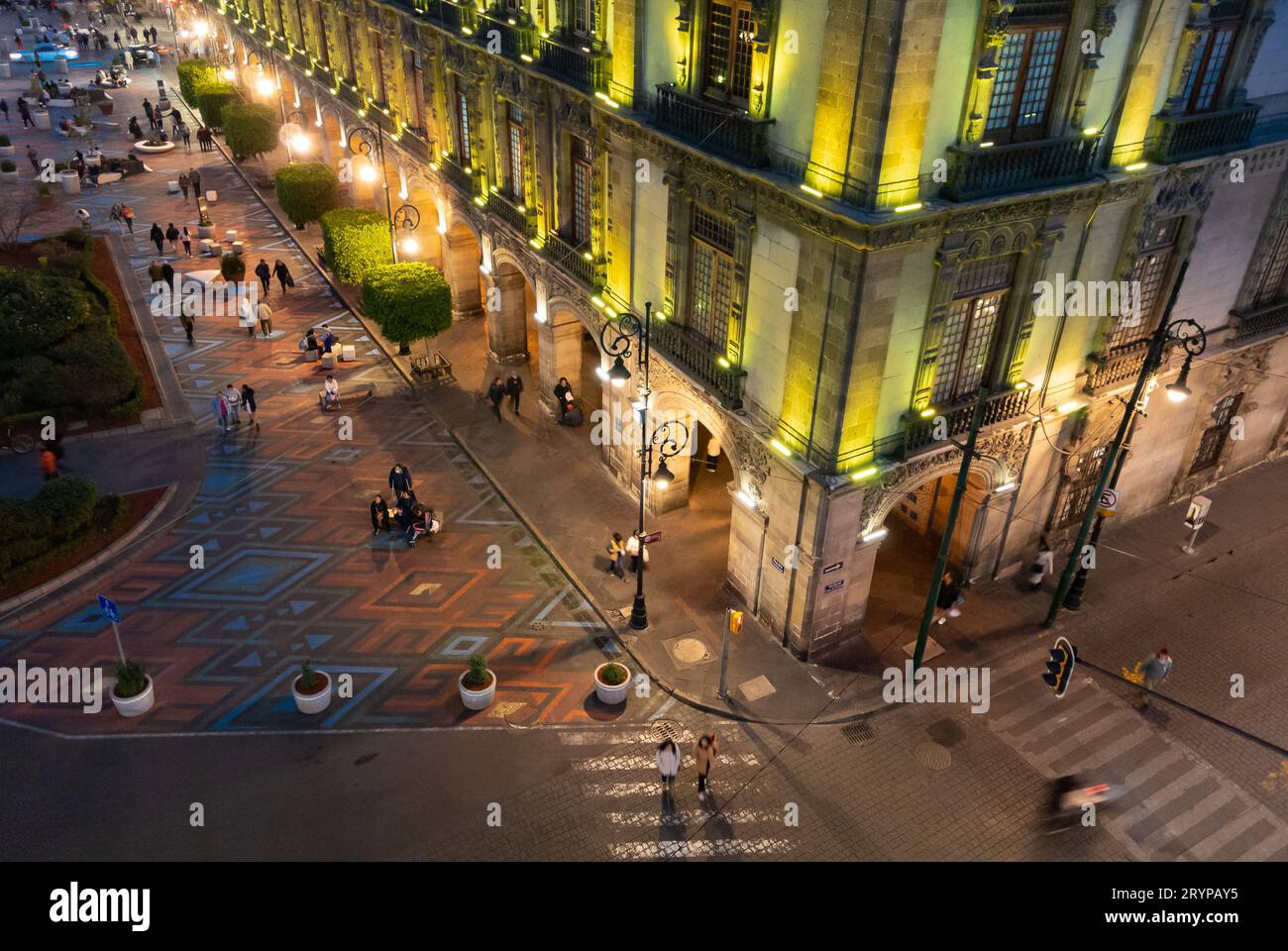 Mexico City, CDMX, Mexico, A landscape with illuminated building of ...