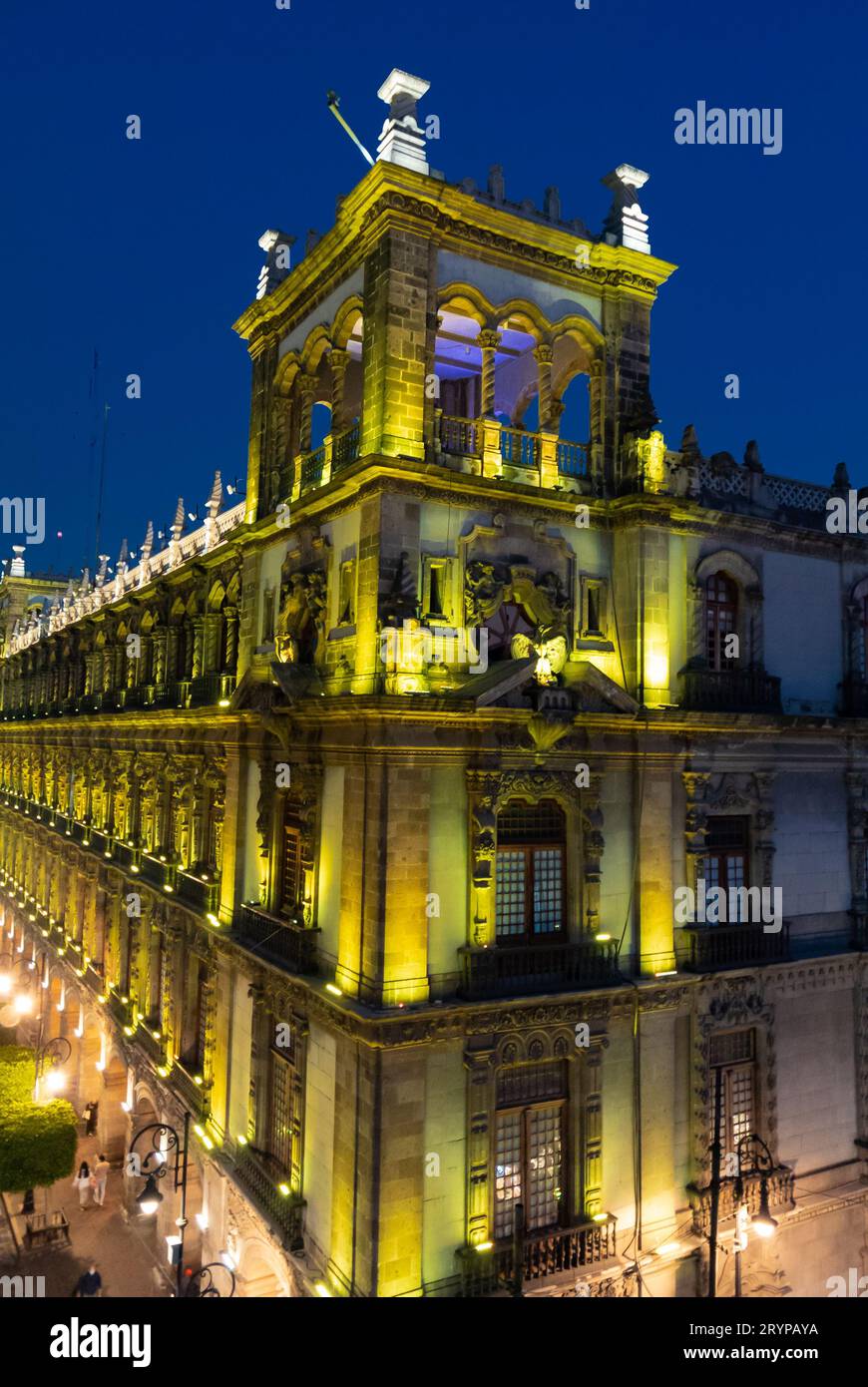 Mexico City, CDMX, Mexico, A landscape with illuminated building of ...