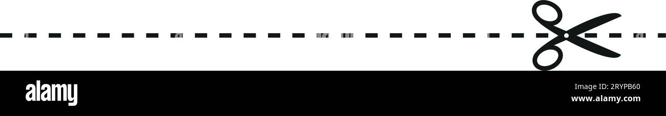 Cut line icon with scissor, cut here guidance, scissors and dash ...