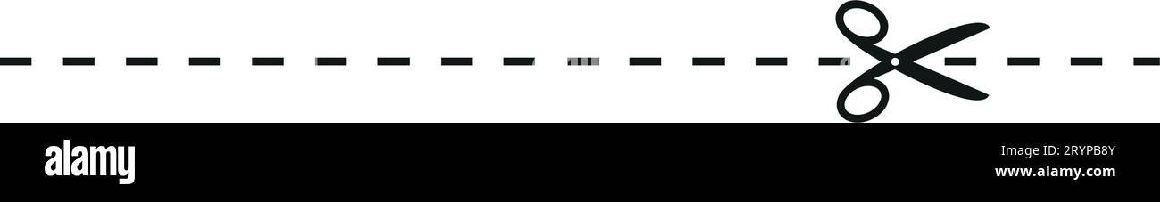 Cut line icon with scissor, cut here guidance, scissors and dash ...