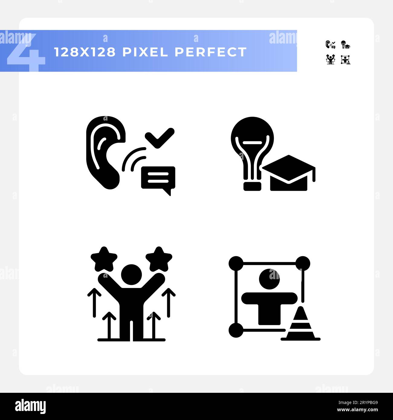 2D glyph style soft skills icons set Stock Vector Image & Art - Alamy
