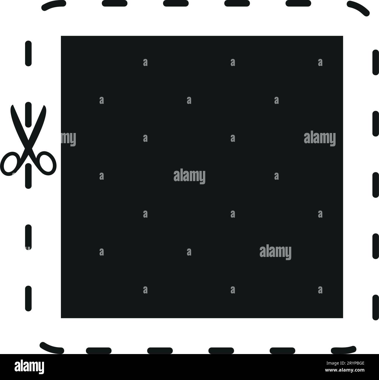 Cut line icon with scissor, cut here guidance, scissors and dash ...