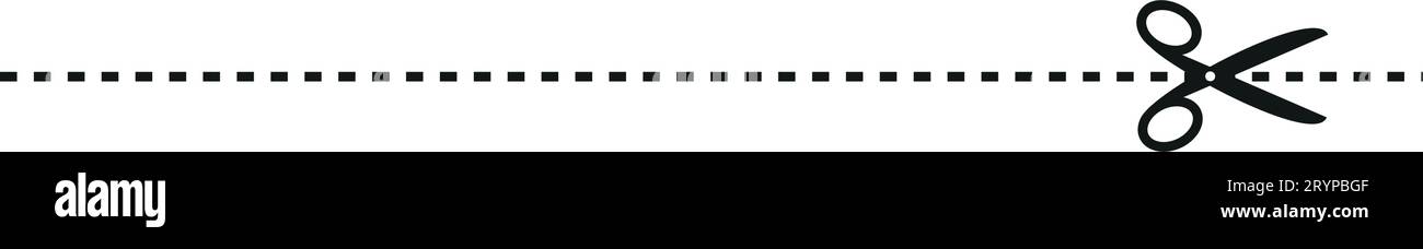 Cut line icon with scissor, cut here guidance, scissors and dash ...